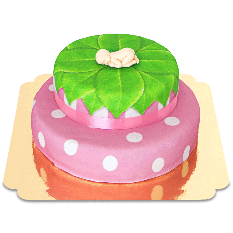 Bébé sur gâteau à deux étages rose 🍰 votregateau.fr