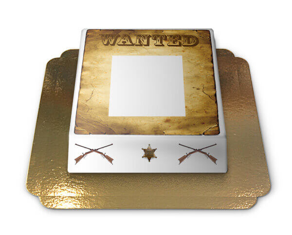 Gâteau-Photo Cadre thème Shérif "Wanted" – deineTorte.de